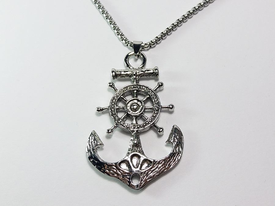 Muška Ogrlica Sidro i Kormilo od Hirurškog Čelika